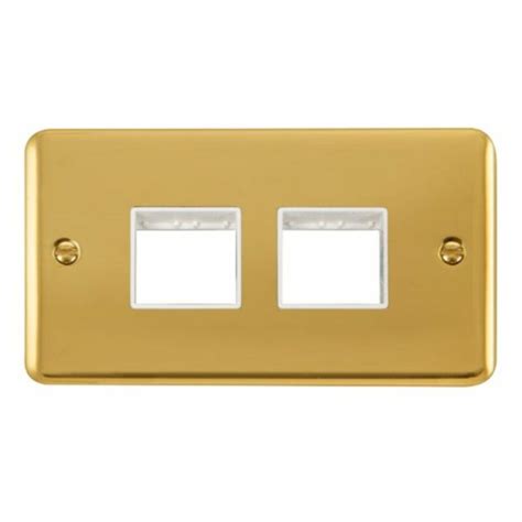 Click DPBR404WH MiniGrid Polished Brass 2 Gang 2x2 Aperture Deco Plus Unfurnished Front Plate