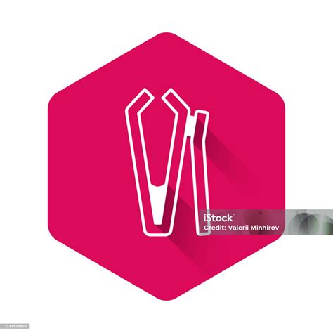 긴 그림자 배경으로 격리 된 흰색 네일 커터 아이콘 손톱깎이 핑크 육각형 버튼 벡터 가장자리에 대한 스톡 벡터 아트 및 기타 이미지 가장자리 강철 개인 장식품