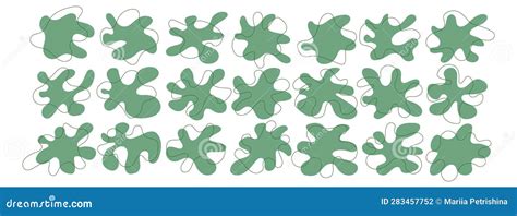 Organic Amoeba Blob Shape Abstract Green Color With Line Vector