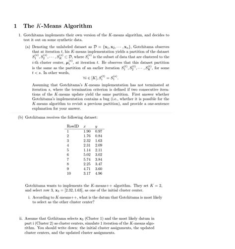 Solved 1 ﻿the K Means Algorithmgotchitama Implements Their