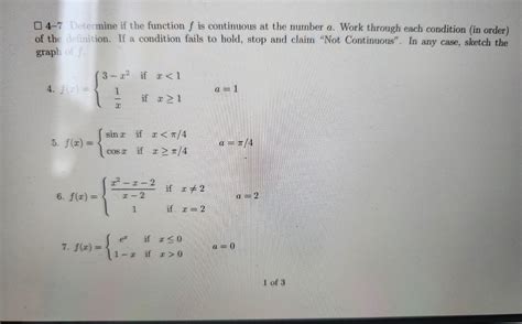 Solved Determine If The Function F Is Continuous At The Chegg Com