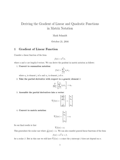 Linear Quadratic Gradients Pdf Gradient Linear Algebra