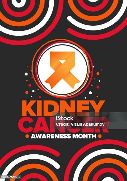 신장암 인식의 달 3 월에 매년 을 축하합니다 제어 및 보호 예방 캠페인 의료 의료 개념 리본이 달린 포스터 배너 및 배경 벡터 일러스트레이션 3월에 대한 스톡 벡터 아트