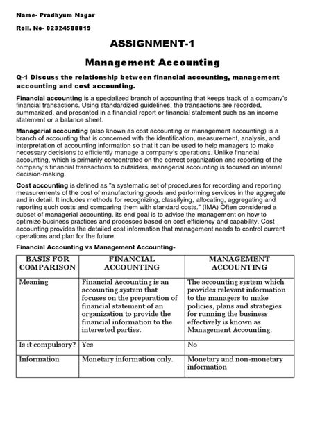 Ma Assignment Download Free Pdf Management Accounting Cost Accounting