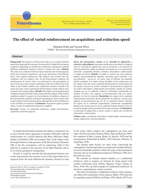Pdf The Effect Of Varied Reinforcement On Acquisition And Extinction Speed
