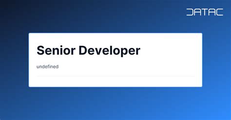 Senior Developer Data C