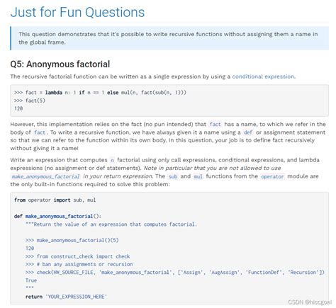 2020 Fall Ucb Cs61a Hw02 重点理解makeanonymousfactorial Csdn博客