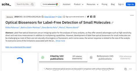 Optical Biosensors For Label Free Detection Of Small Molecules Scite Report