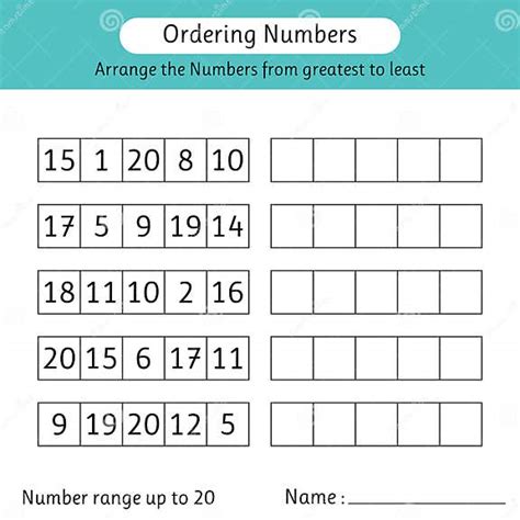 Ordering Numbers Worksheet Arrange The Numbers From Greatest To Least Number Range Up To 20