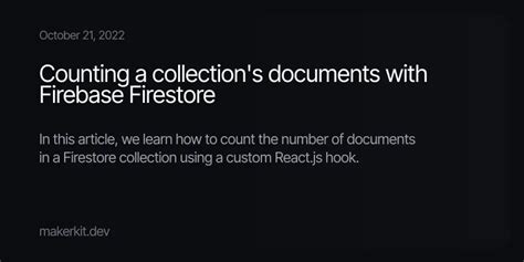 Counting A Collections Documents With Firebase Firestore