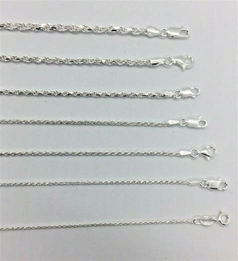 925 Sterling Silver Rope Chains Mens Womens 1mm 3mm 16 30 Custom