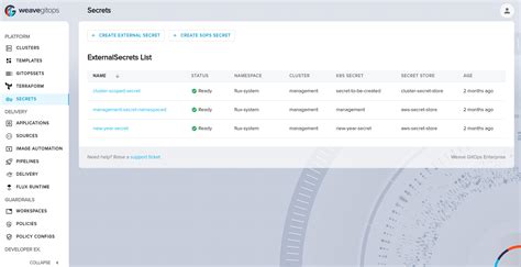 Manage Secrets Ui Weave Gitops
