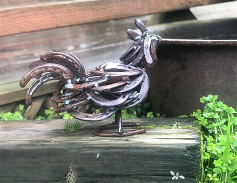 Rustic Metal Rooster Sculpture