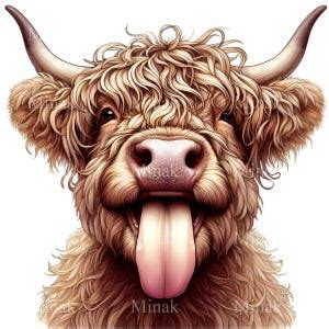 Funny Highland Cow Clipart 10 Cute Cow Sticking Tongue Out Playful