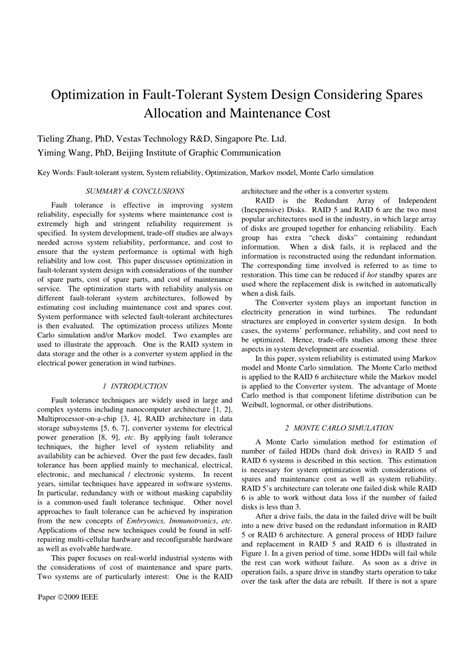 Pdf Optimization In Fault Tolerant System Design Considering Spares Allocation And Maintenance