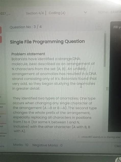 Single File Programming QuestionProblem StudyX