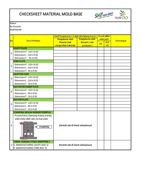 Form Checksheet Andcontoh Foto Material Pdf