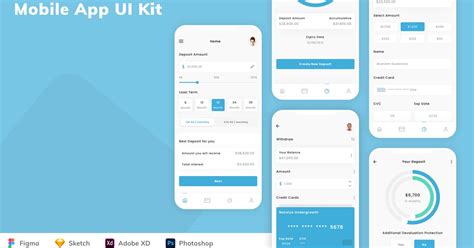 Fintech Calculator Mobile App Ui Kit Ux And Ui Kits Ft Financial And Banking Envato
