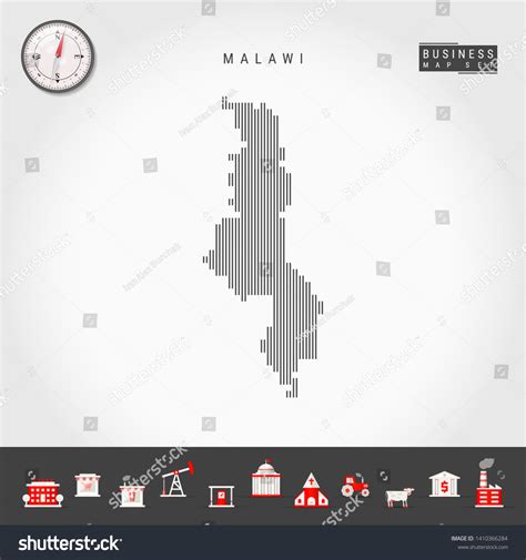Vector Vertical Lines Pattern Map Malawi Stock Vector Royalty Free 1410366284