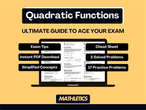 Quadratic Functions Cheat Sheet Parabola Chart And Formula Guide