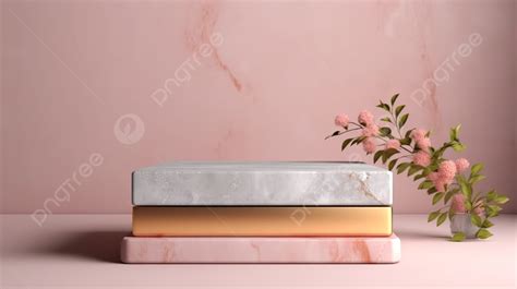 제품 디스플레이를 위한 분홍색 사각형 모양과 황금 스프링이 있는 3d 렌더링된 대리석 연단 최소한의 장면 3d 장면 플랫폼 배경 배경 일러스트 및 사진 무료 다운로드