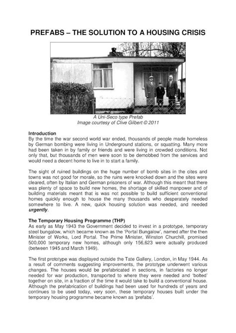 Pdf Prefabs The Solution To A Housing Crisis · The Houses Would Be