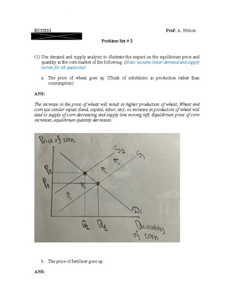ECO Problem Set ECO Prof A Nelson Problem Set Use Demand And Supply