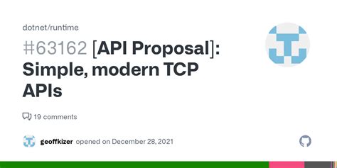 Api Proposal Simple Modern Tcp Apis Issue Dotnet Runtime Github