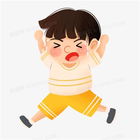 手绘卡通男孩流汗跳操元素图片免费下载 PNG素材 编号vwxidg7kd 图精灵