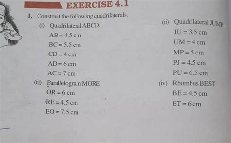 exercise 4 11 construct the following quadrilaterals i quadrilateral