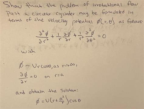 Solved Of Show That The Problem Irrotational Flow Past A