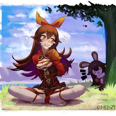 Amber And Baron Bunny Genshin Impact Drawn By Chen Zi Danbooru