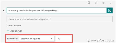 How To Use Restrictions For Questions In Microsoft Forms