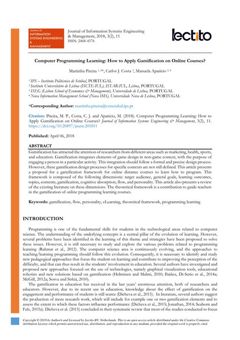 Pdf Computer Programming Learning How To Apply Gamification On Online Courses