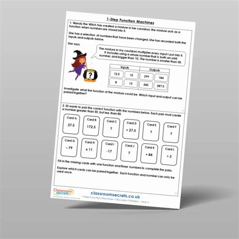 year 6 1 step function machines homework resource classroom secrets