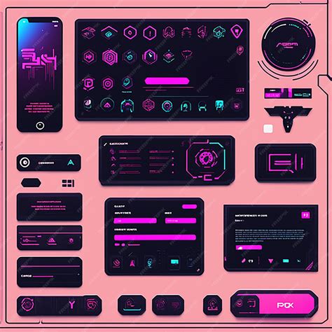 Cyberpunk Ui Pack Ilustração Vetorial Vetor Premium