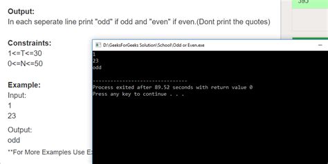 Geeksforgeeks Solution For Odd Or Even