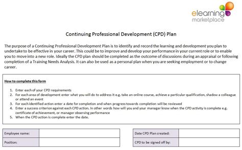 Continuing Professional Development Cpd Plan And Record Elearning Marketplace
