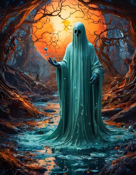 Premium Ai Image A Quirky Liquid Portrait Of A Ghost