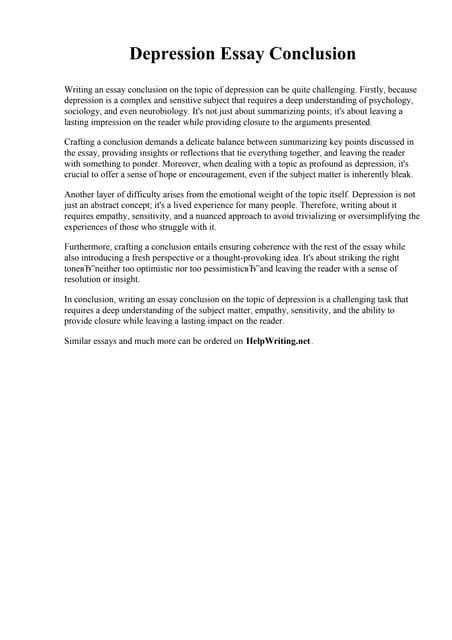 Depression Essay Conclusionpdf