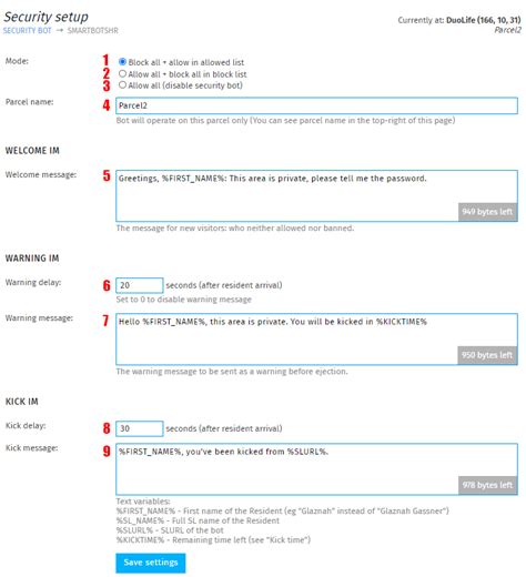 Security Bot Configuration Smartbots Documentation Second Life Bot