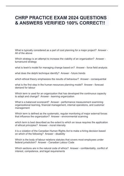 Chrp Practice Exam 2024 Questions And Answers Verified 100 Correct Chrp Stuvia Us