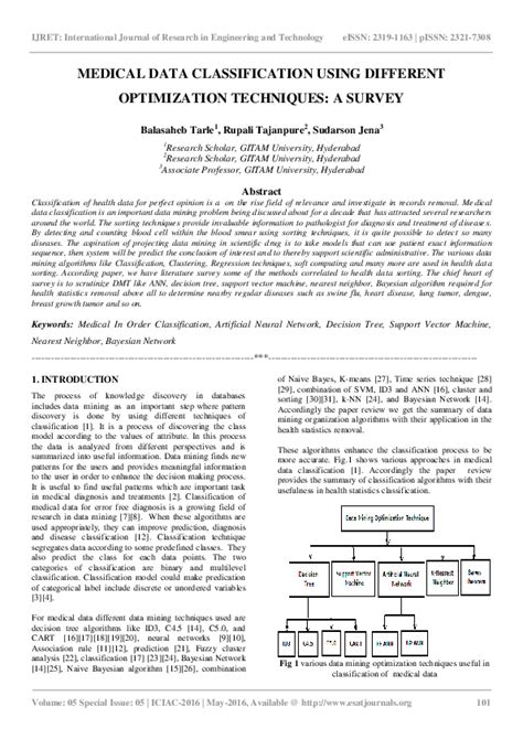 Pdf Medical Data Classification Using Different Optimization