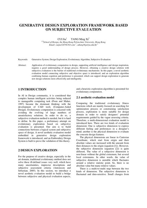 Pdf Generative Design Exploration Framework Based On Subjective