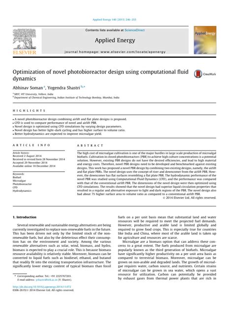 Optimization Of Novel Photobioreactor Design Using Computational Fluid Dynamics Pdf Biofuel