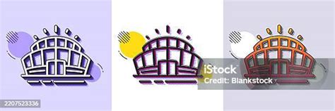 아레나 스타디움 라인 아이콘입니다 스포츠 콤플렉스 표지판입니다 챔피언십 빌딩 하프톤 도트 패턴 벡터 0명에 대한 스톡 벡터 아트 및 기타 이미지 Istock