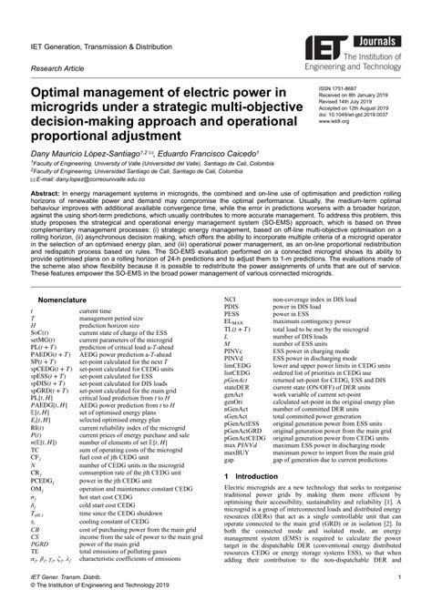 Pdf Optimal Management Of Electric Power In Microgrids Under A Strategic Multi Objective