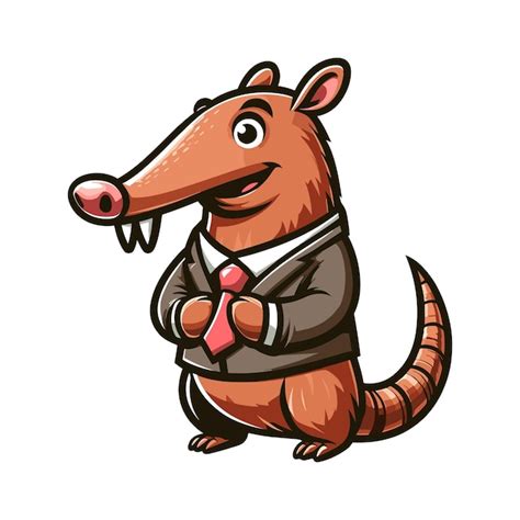 바탕에 Aardvark 마스코트 ⁇ 터 일러스트레이션 프리미엄 벡터