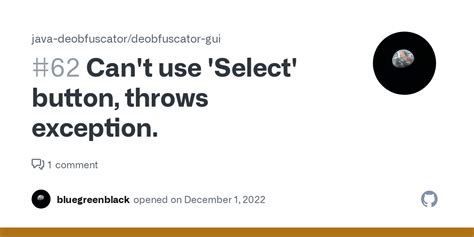 Cant Use Select Button Throws Exception · Issue 62 · Java