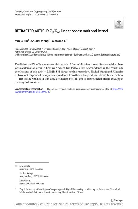 Mathbb Z Pmathbb Z P2 Linear Codes Rank And Kernel Request Pdf